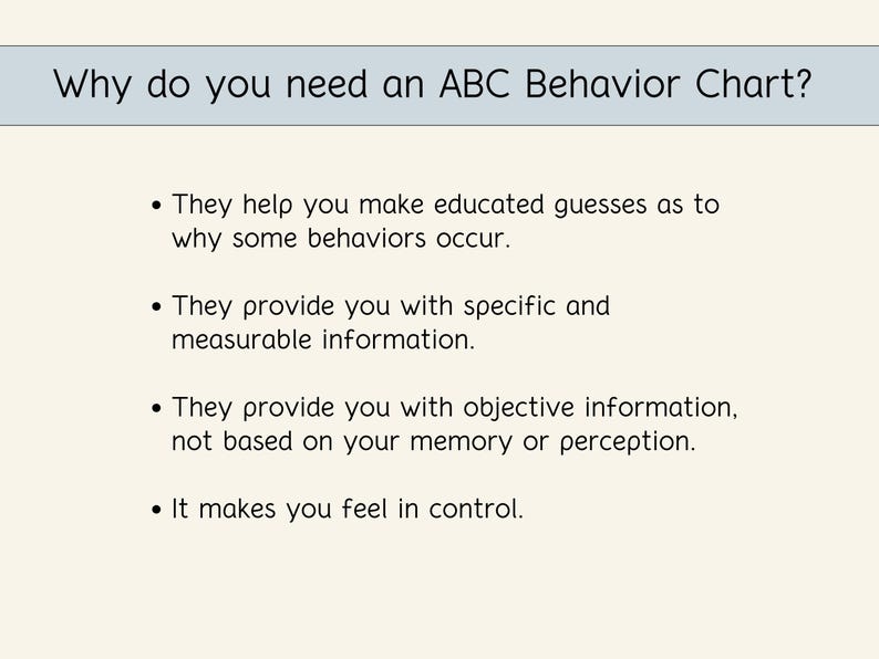 Editable ABC Behavior Chart | Consequence Chart | Behavior Tracker | BC ...