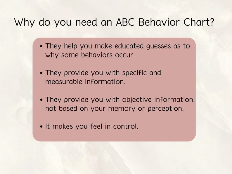 Editable ABC Behavior Chart Behavior Analysis Consequence Chart ...