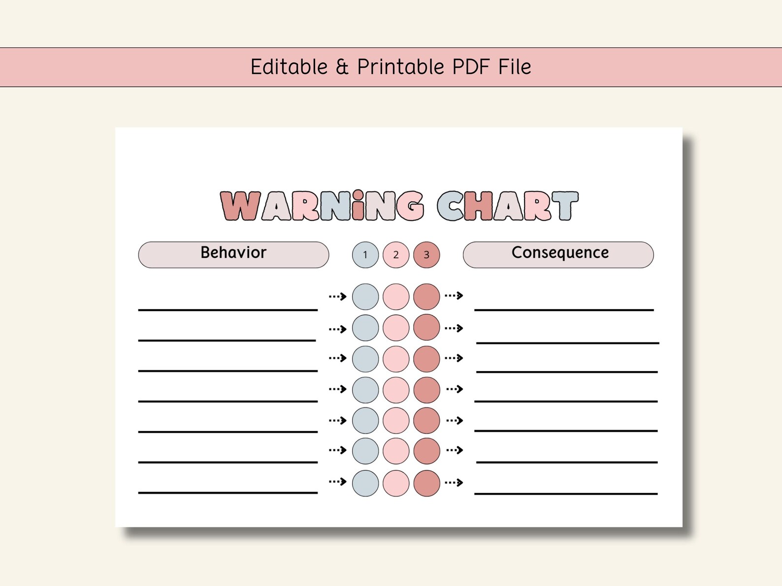 Editable Warning Chart Children | Consequence Chart | Kids Behavior ...