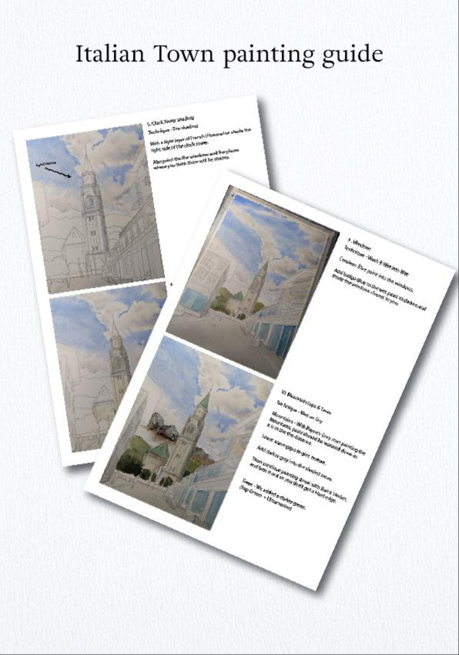 Italian Town Outline Drawings for Painting, Watercolor Drawing Outlines ...