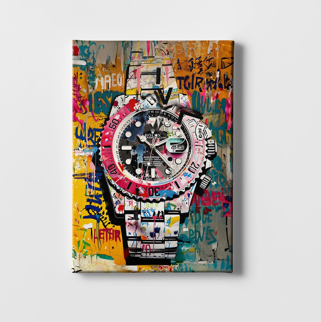 Luxury Banksy Style Rolex Times Wall Art, Graffiti Poster, Pop Art ...