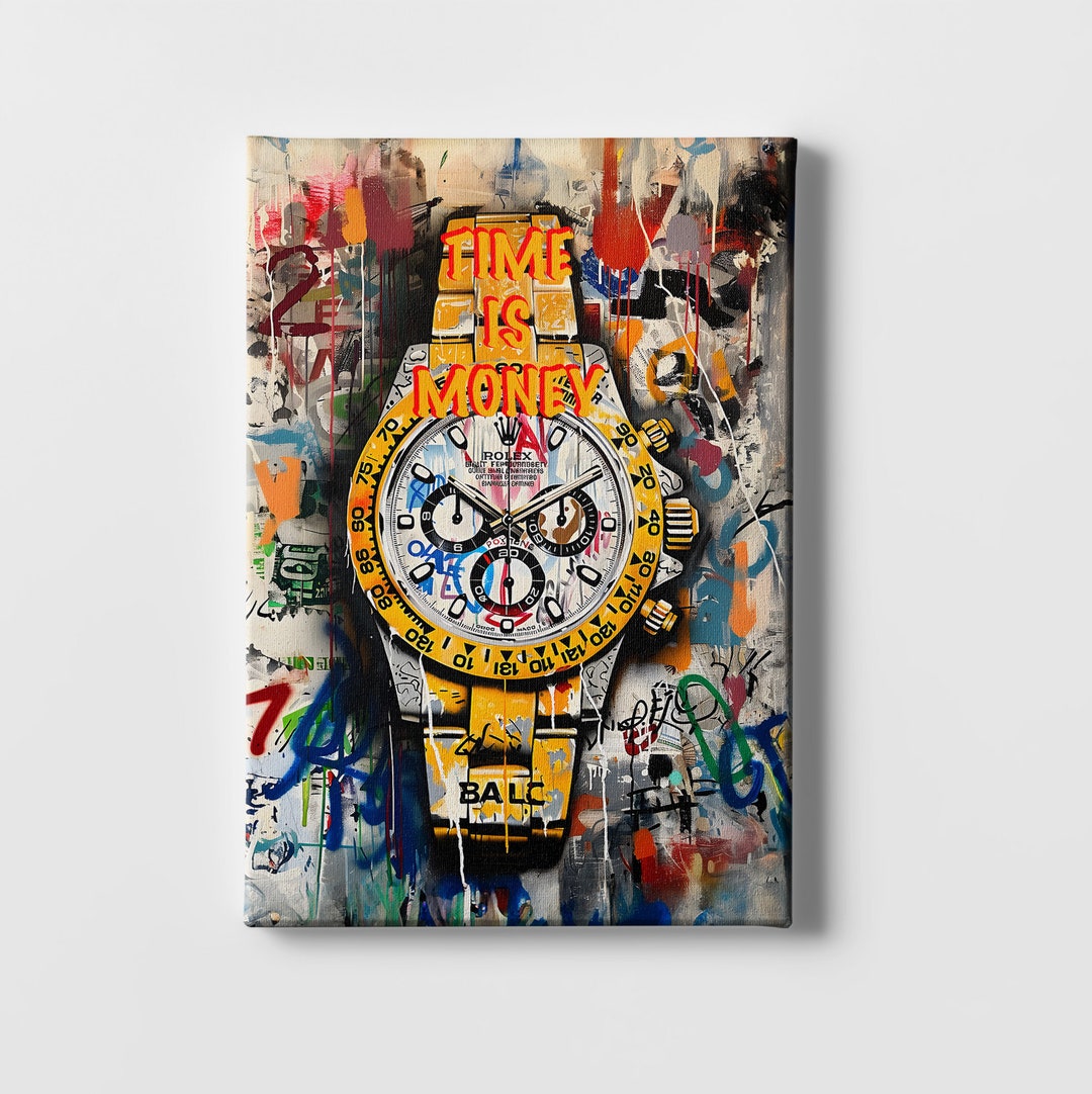 Banksy Graffiti Artwork Poster, Banksy Style Rolex Times is Money Pop ...