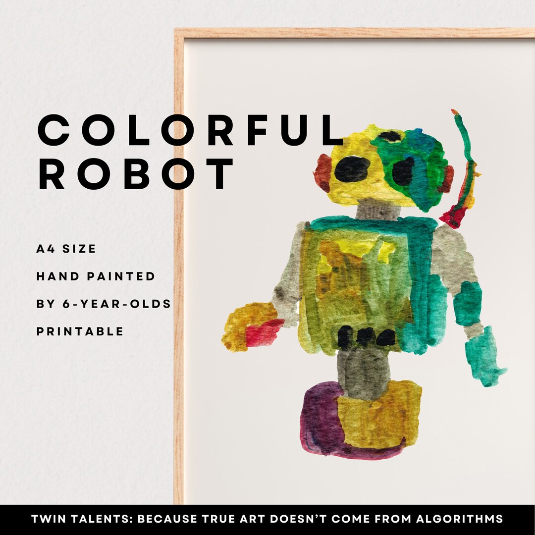 Cute Colorful Robot Clipart Digital Download, Hand Painted Watercolor ...