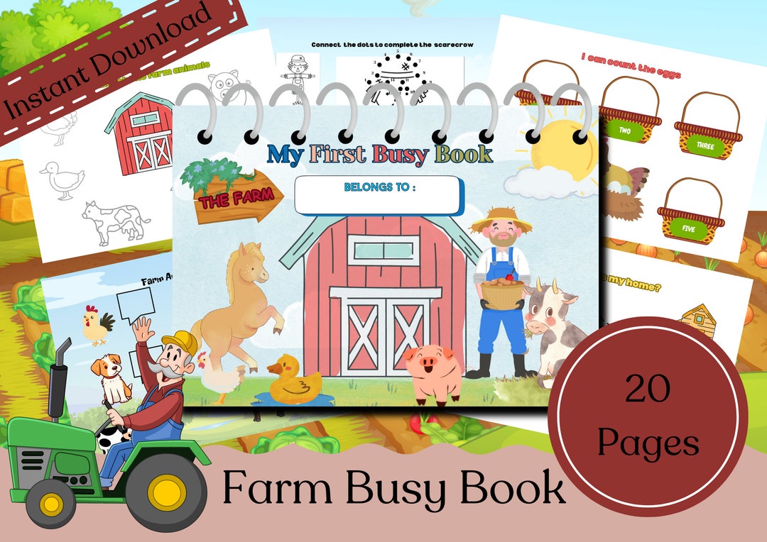 Printable Kids Busy Book FARM Theme - Etsy