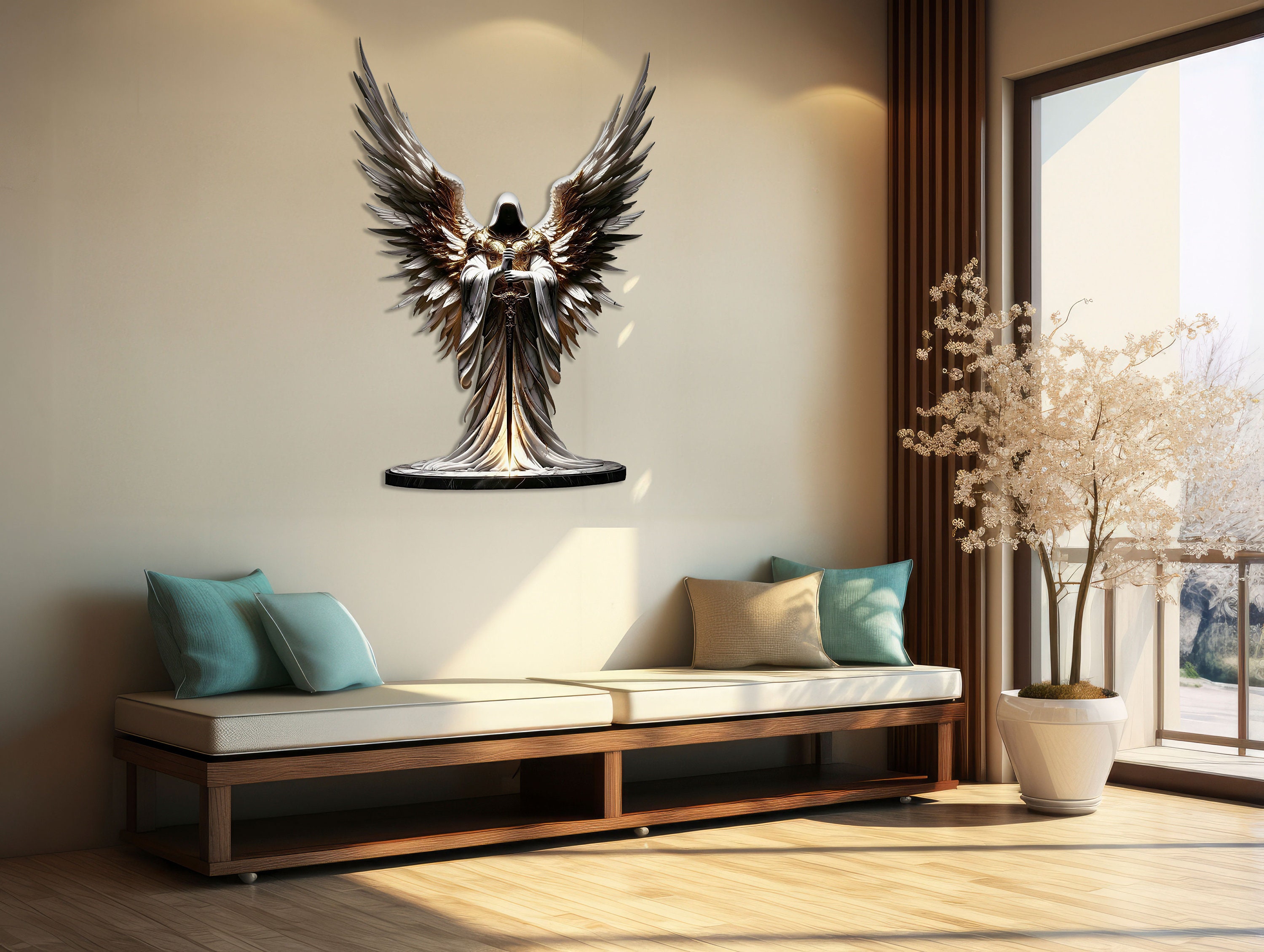 Archangel Michael Metal Wall Decor, Michael Angel Wall Art, Archangel Modern Home Decor, Angel ...