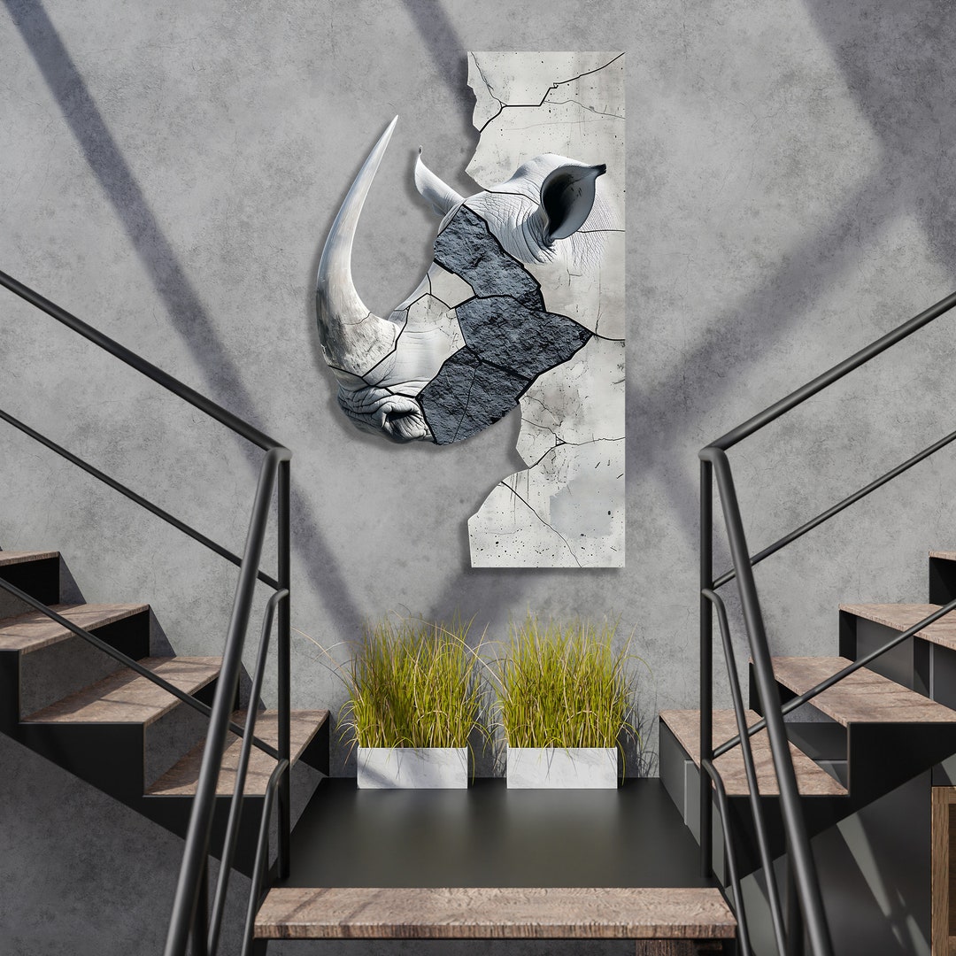 Rhino Head Metal Wall Art, Wildlife Home Decor - Etsy