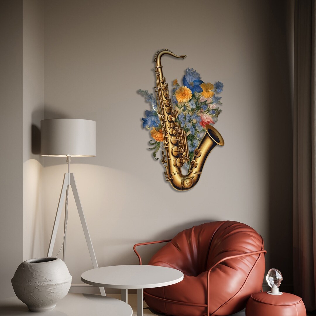Saxophone Metal Wall Decor, Saxophone Wall Art, Realistic Metal Art, Jazz Music Home Decor ...