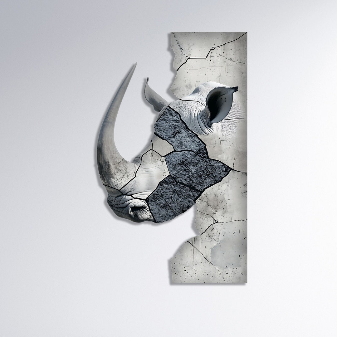 White Rhino Colored Metal Wall Decor, White Rhino Home Decor, Wild Life ...