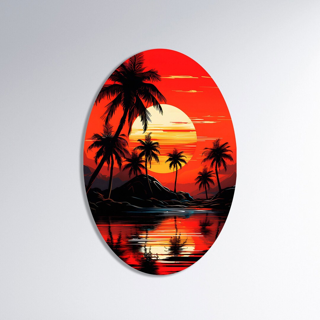 Sunset Palm Landscape Metal Wall Decor, Sunset Wall Art, Sunset ...