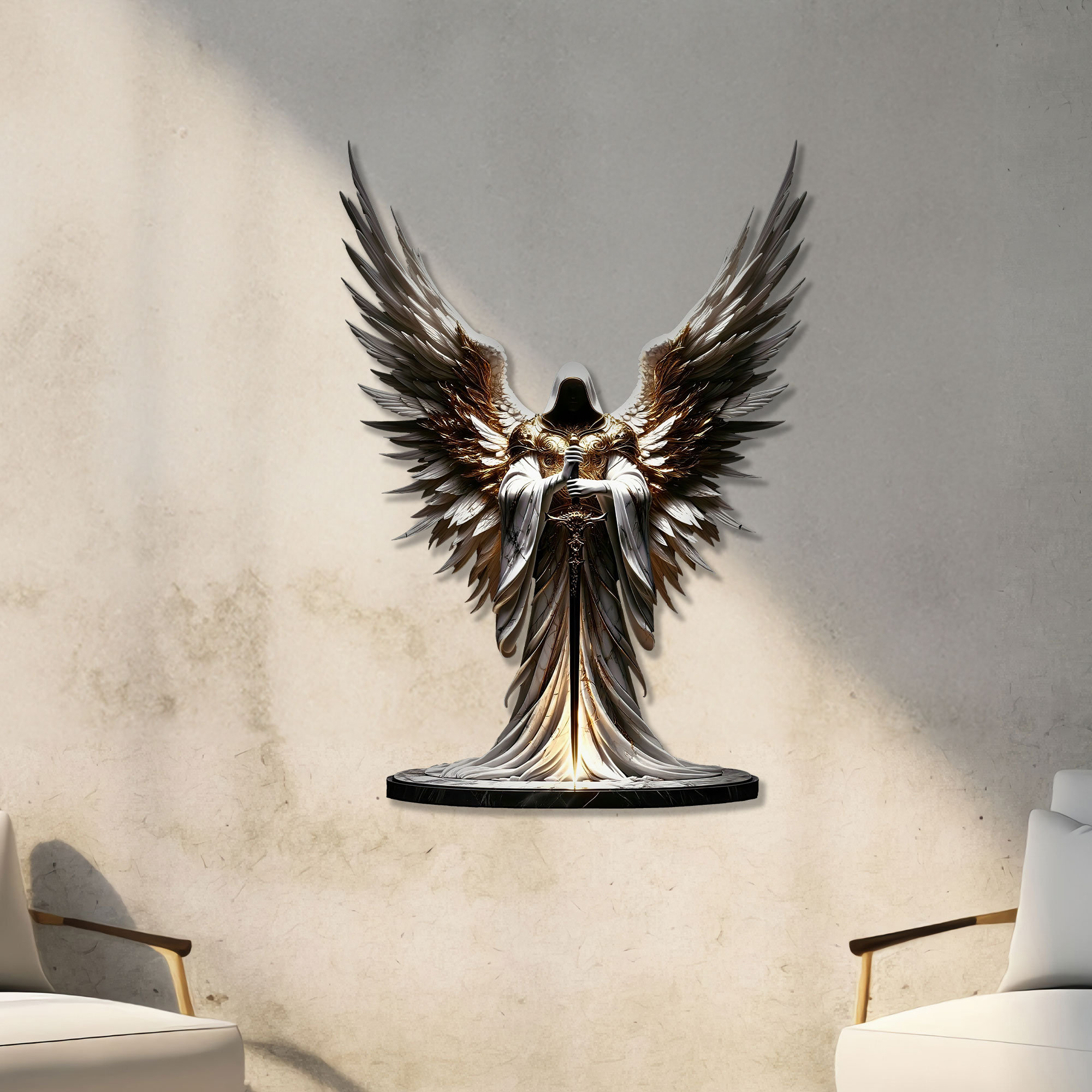 Archangel Michael Metal Wall Decor, Michael Angel Wall Art, Archangel Modern Home Decor, Angel ...