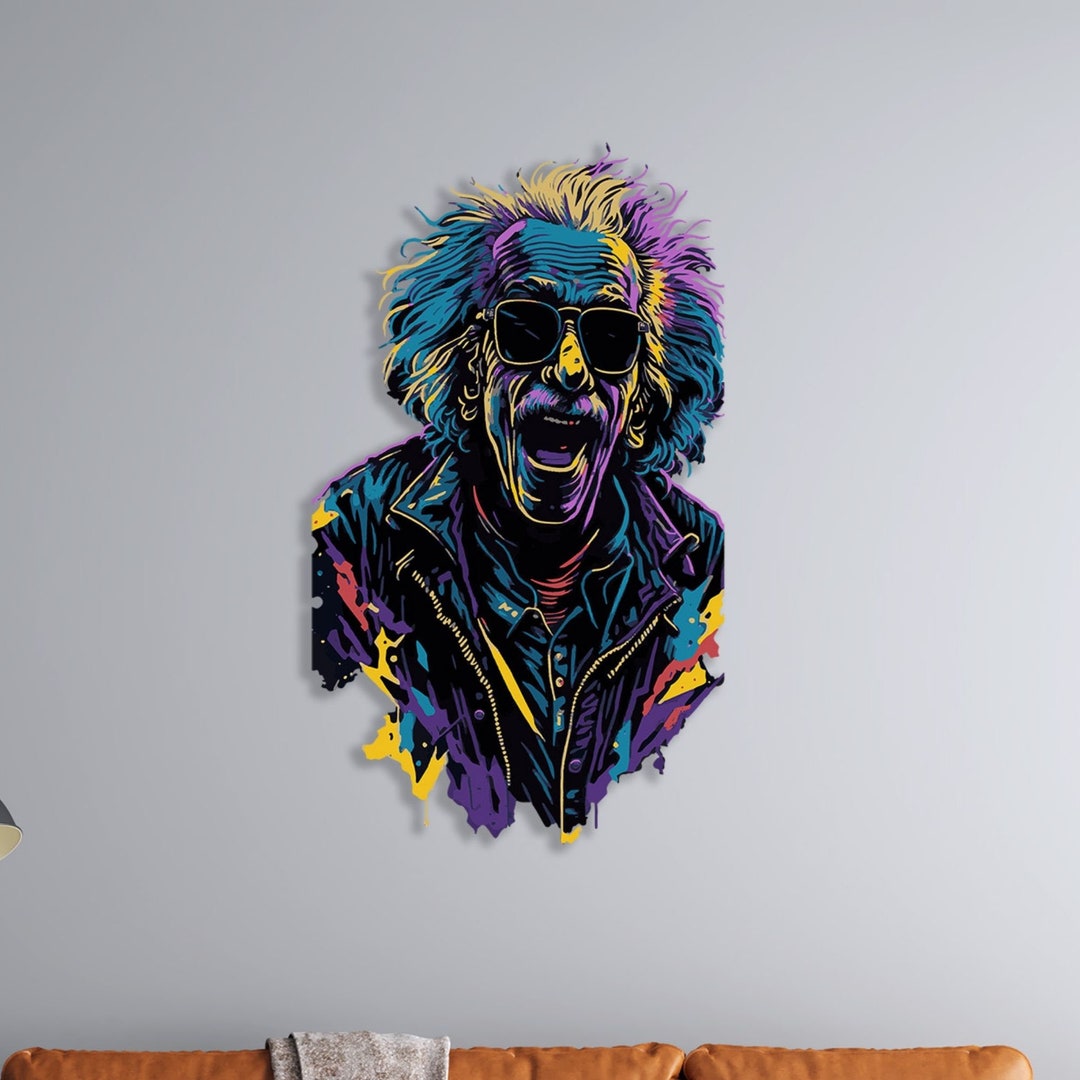Albert Einstein Metal Wall Art: Colorful Home Decor - Etsy