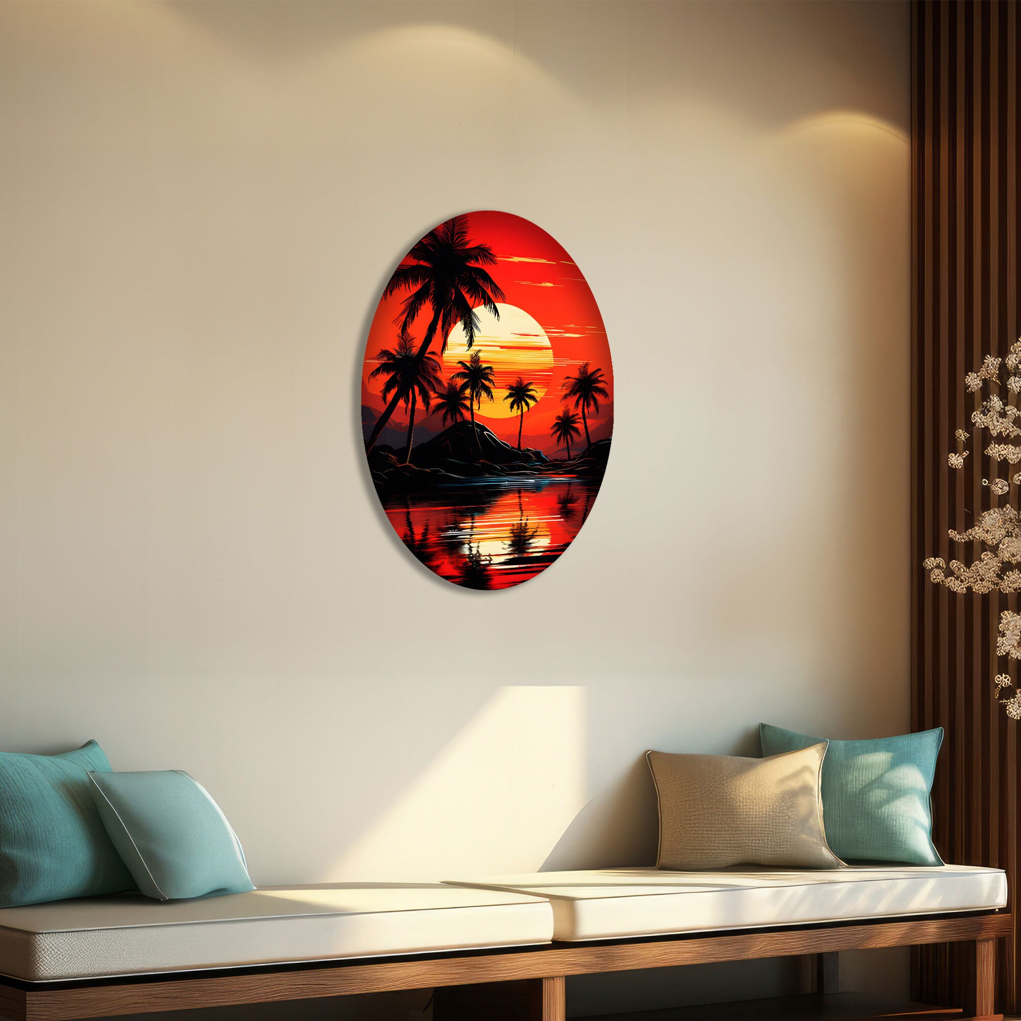 Sunset Palm Landscape Metal Wall Decor, Sunset Wall Art, Sunset ...