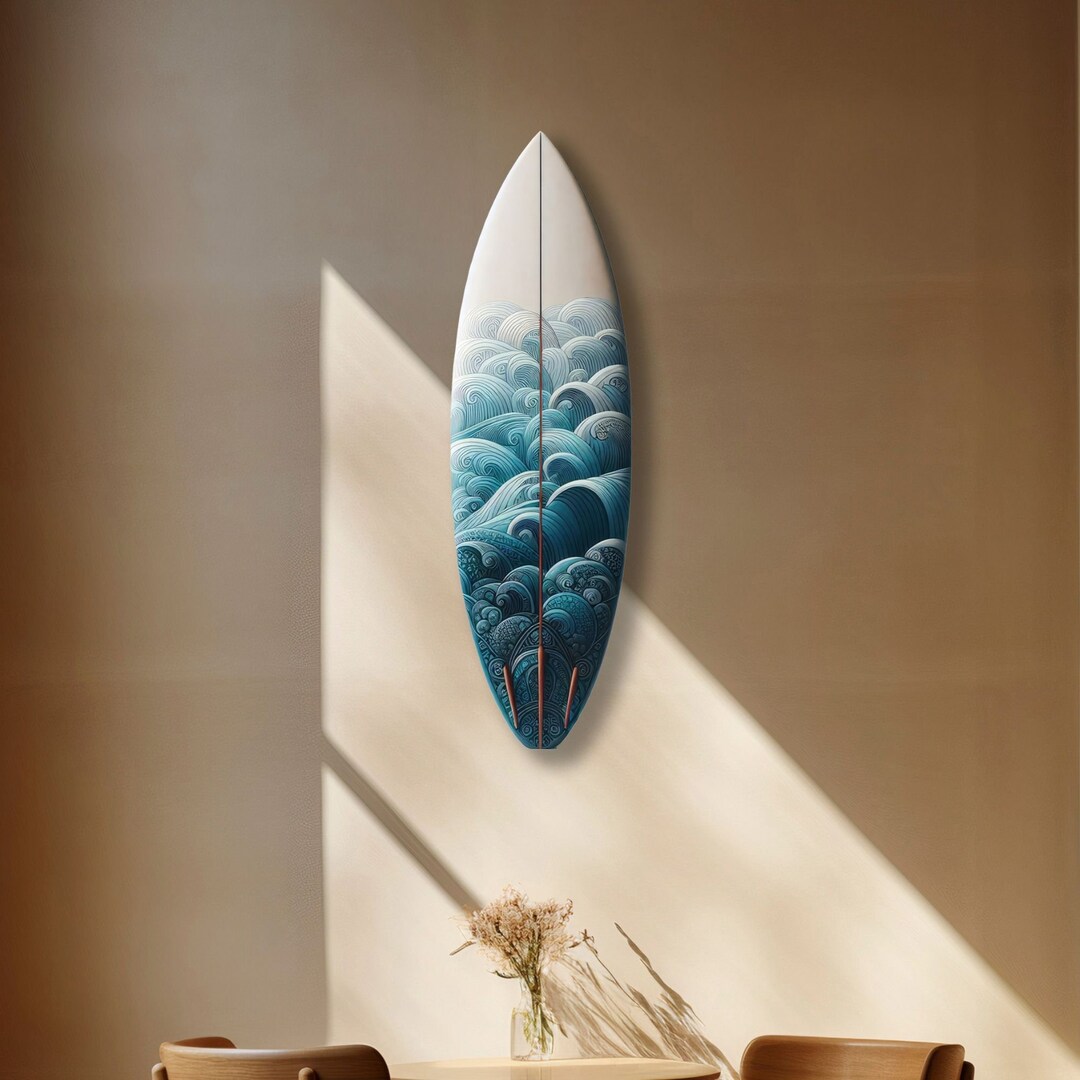 Ocean Wave Surfboard Metal Wall Art: Modern Beach Decor - Etsy