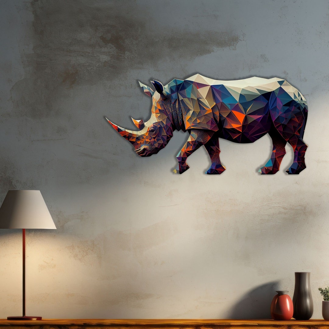 Colorful Rhino Wall Decor, Rhino Metal Wall Art, Rhino Colored 1,5mm ...