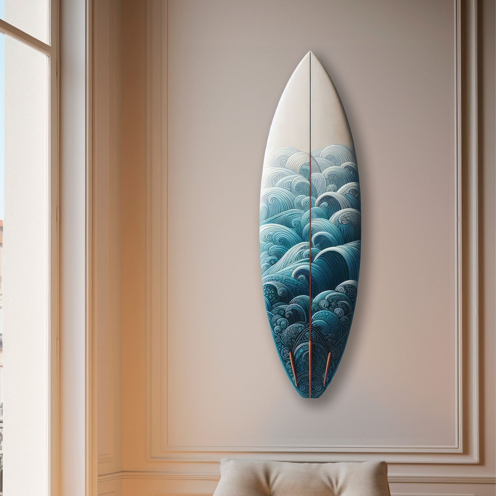 Ocean Wave Surfboard Metal Wall Art: Modern Beach Decor - Etsy