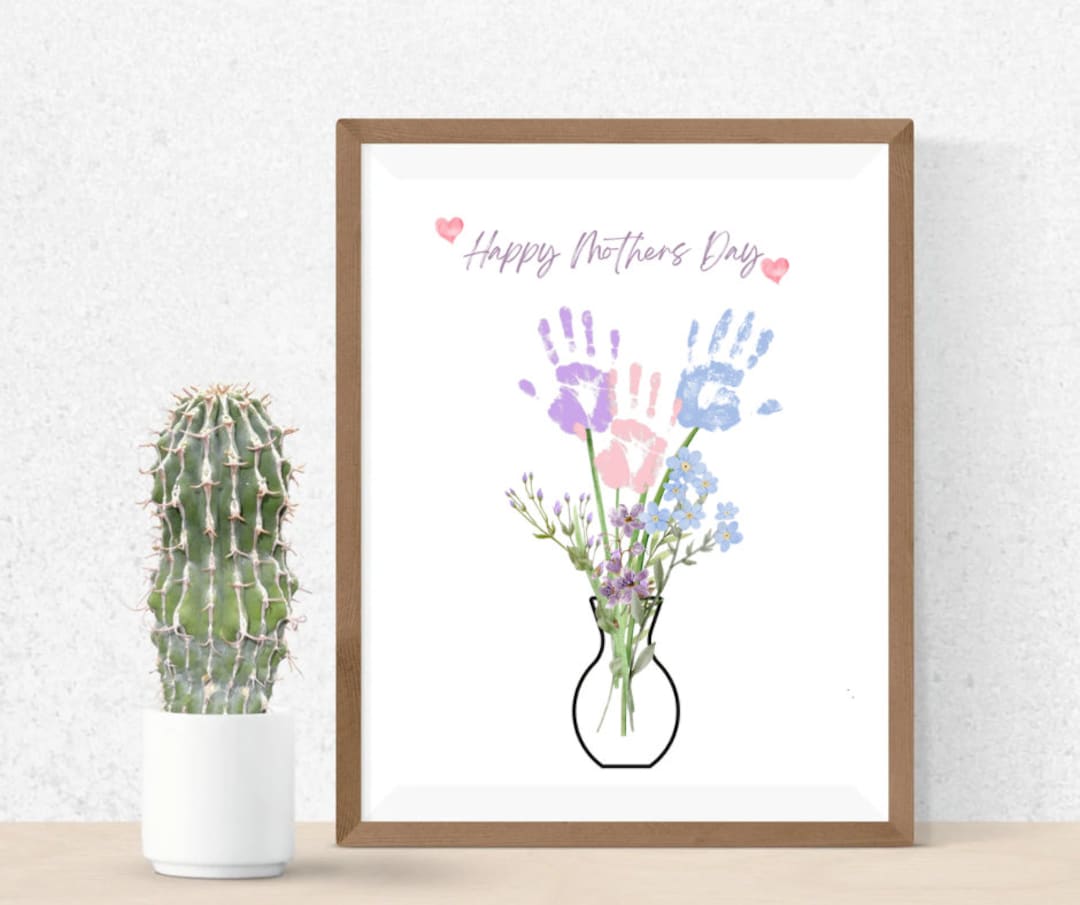 Handprint Flowers Craft Art Printable for Mothers Day by Kids Cild ...