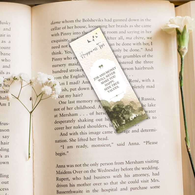 Happiness Digital Printable Bookmarks 2x6 In, Unique Printable ...