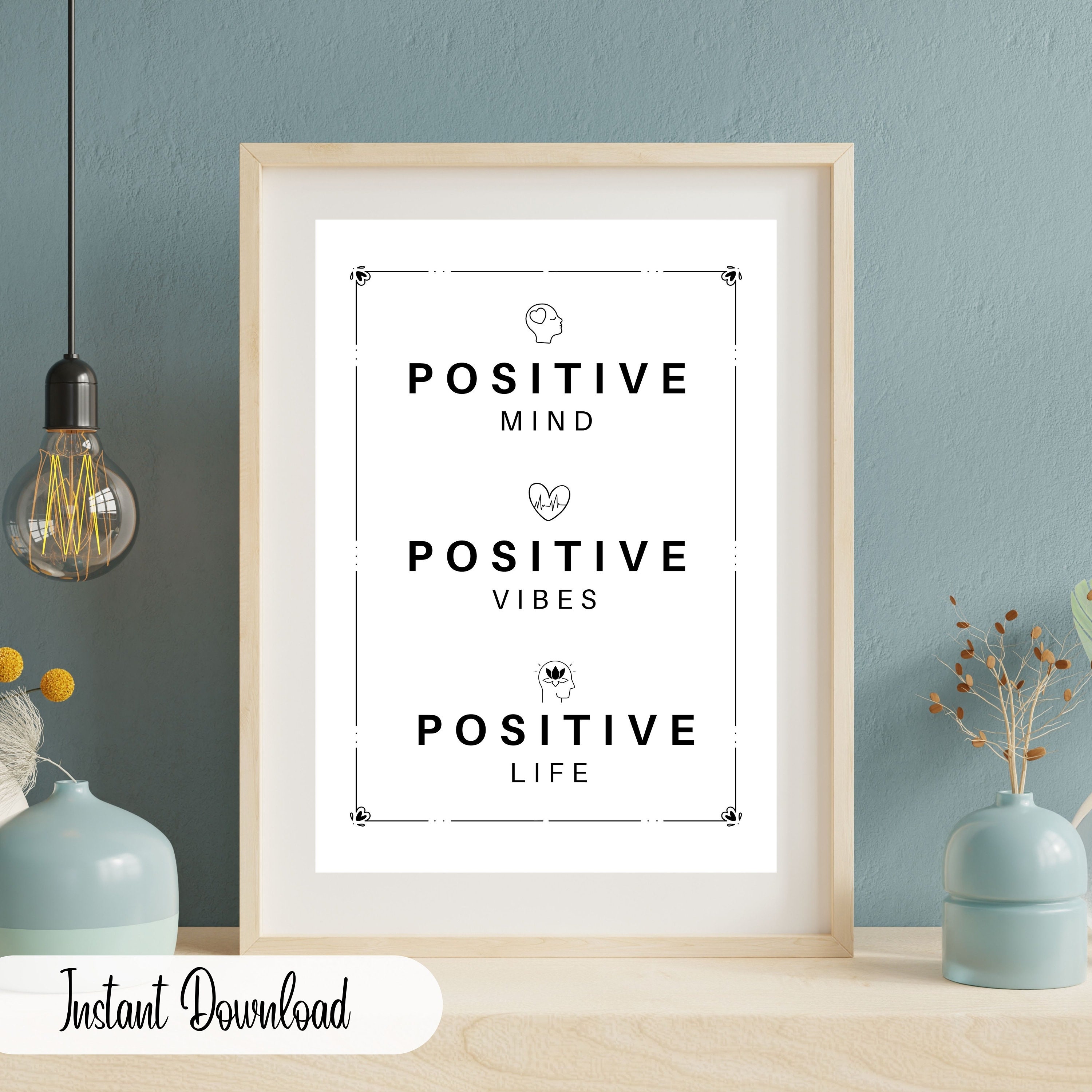 Positive Thinking Digital Printable Poster, 11 Designs, Inspirational ...