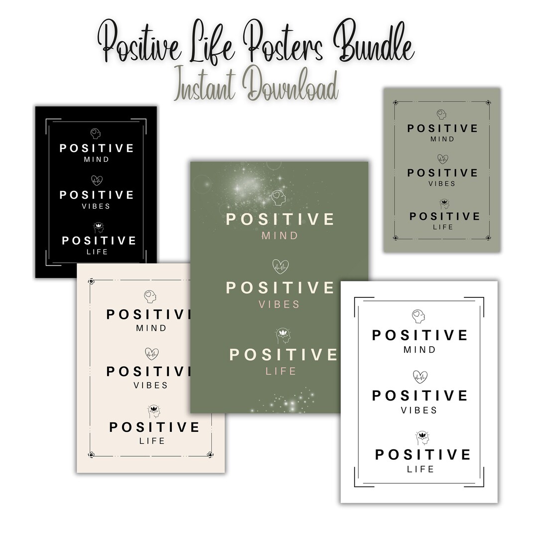 Positive Thinking Digital Printable Poster, 11 Designs, Inspirational ...