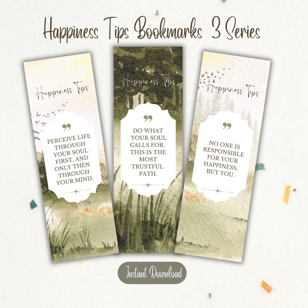 Digital Printable Happiness Bookmarks 2x6 Inch, Unique Bookmarks for ...
