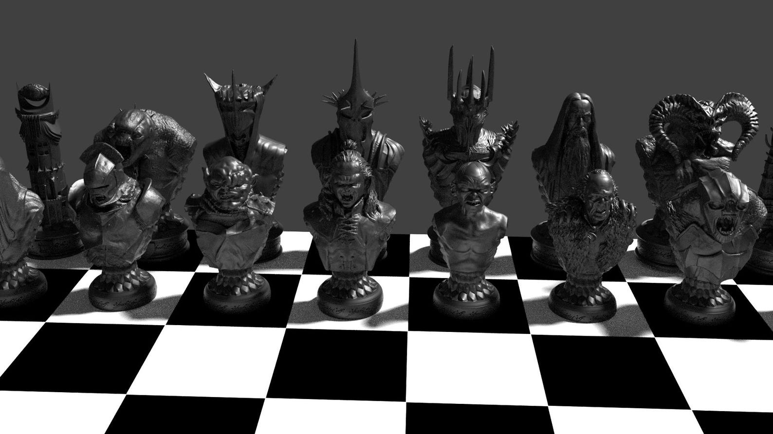 LOTR Black Chess Set STL Model for 3D Printing - Etsy