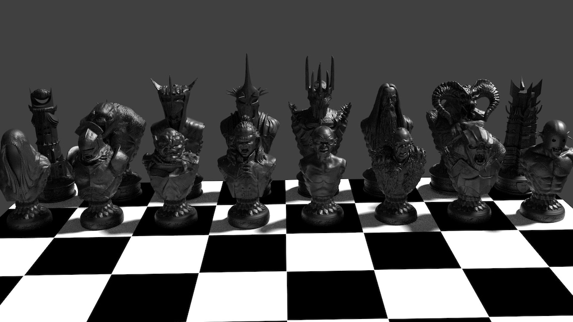 LOTR Black Chess Set STL Model for 3D Printing - Etsy