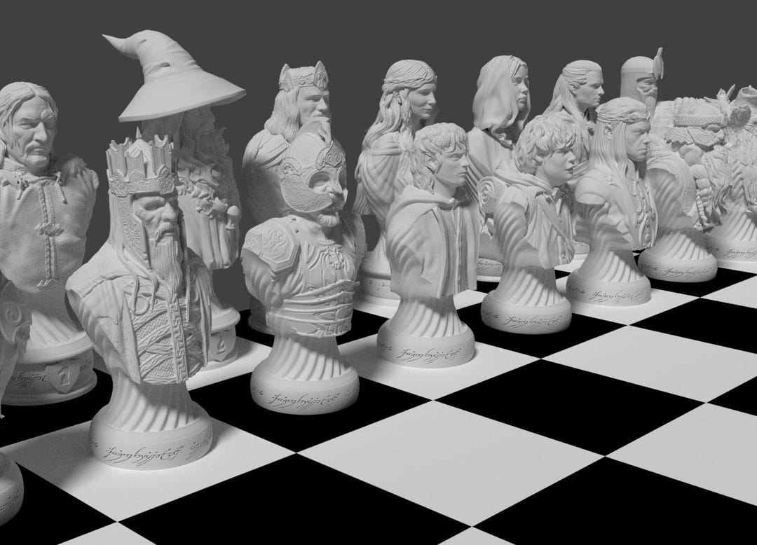 LOTR White Chess Set STL Model for 3D Printing - Etsy