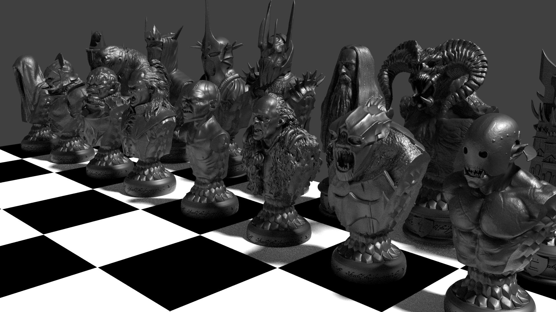 LOTR Black Chess Set STL Model for 3D Printing - Etsy