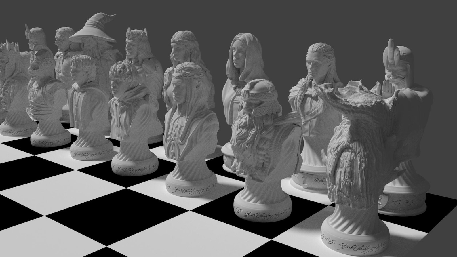LOTR White Chess Set STL Model for 3D Printing - Etsy