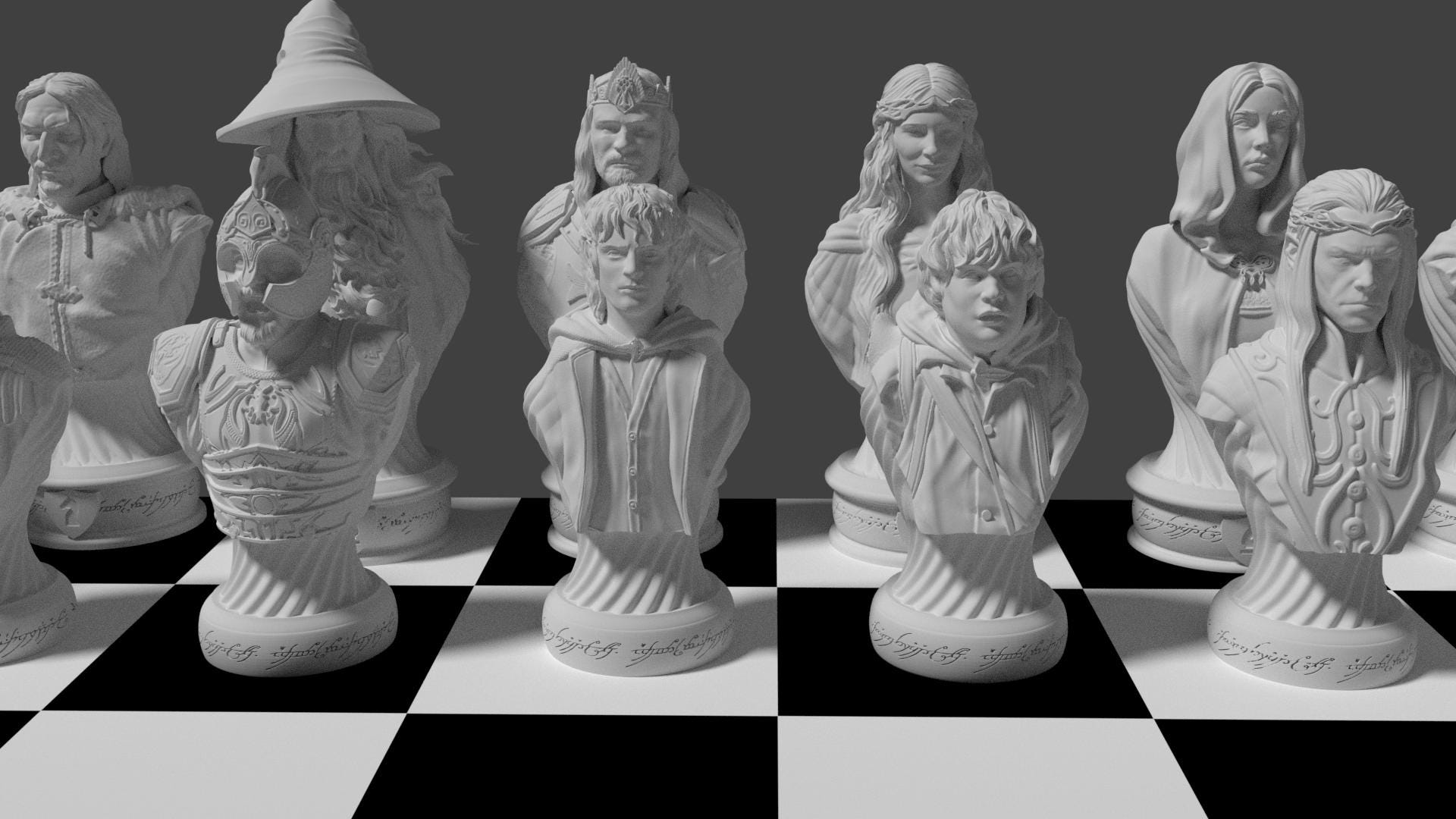LOTR White Chess Set STL Model for 3D Printing - Etsy