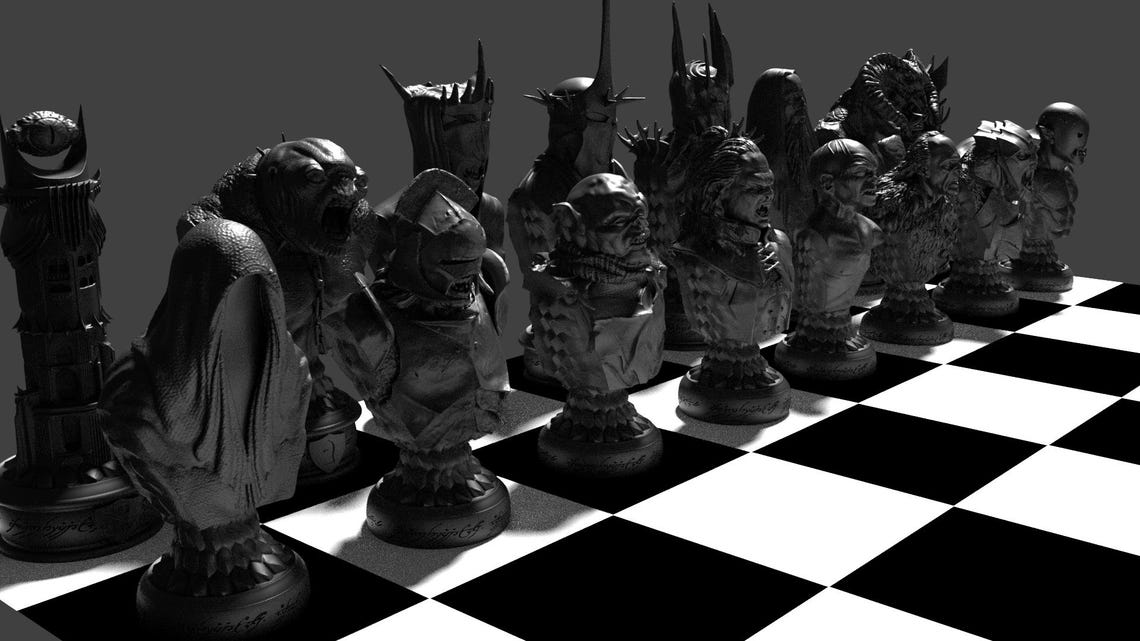 LOTR Black Chess Set STL Model for 3D Printing - Etsy