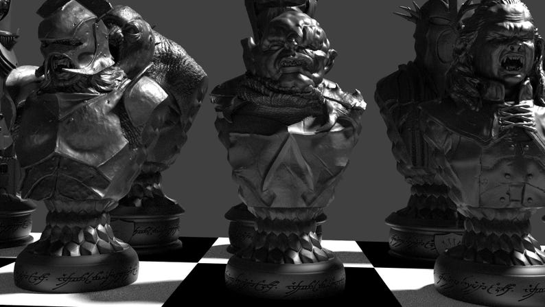 LOTR Black Chess Set STL Model for 3D Printing - Etsy