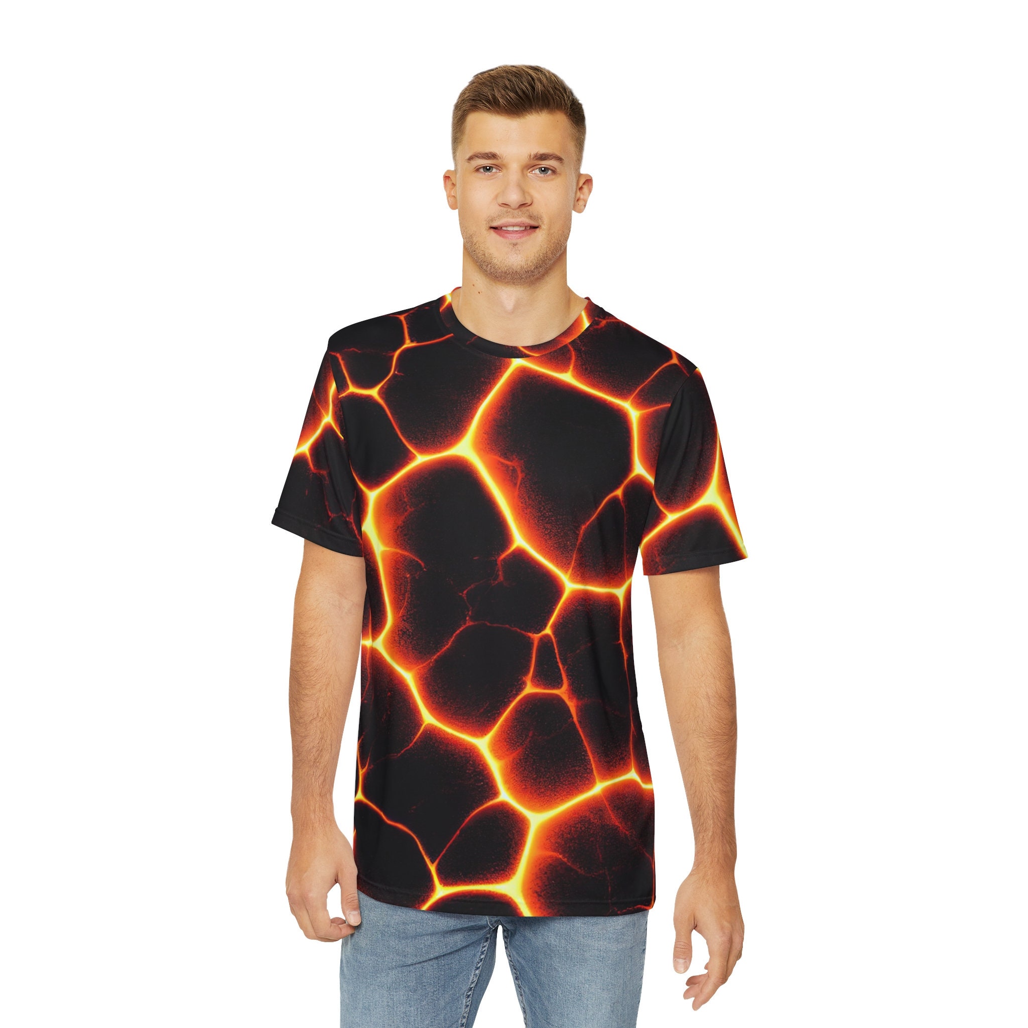 Lava Rock Pattern T-shirt - Earth Fire Element Shirt - Cracked Molten ...