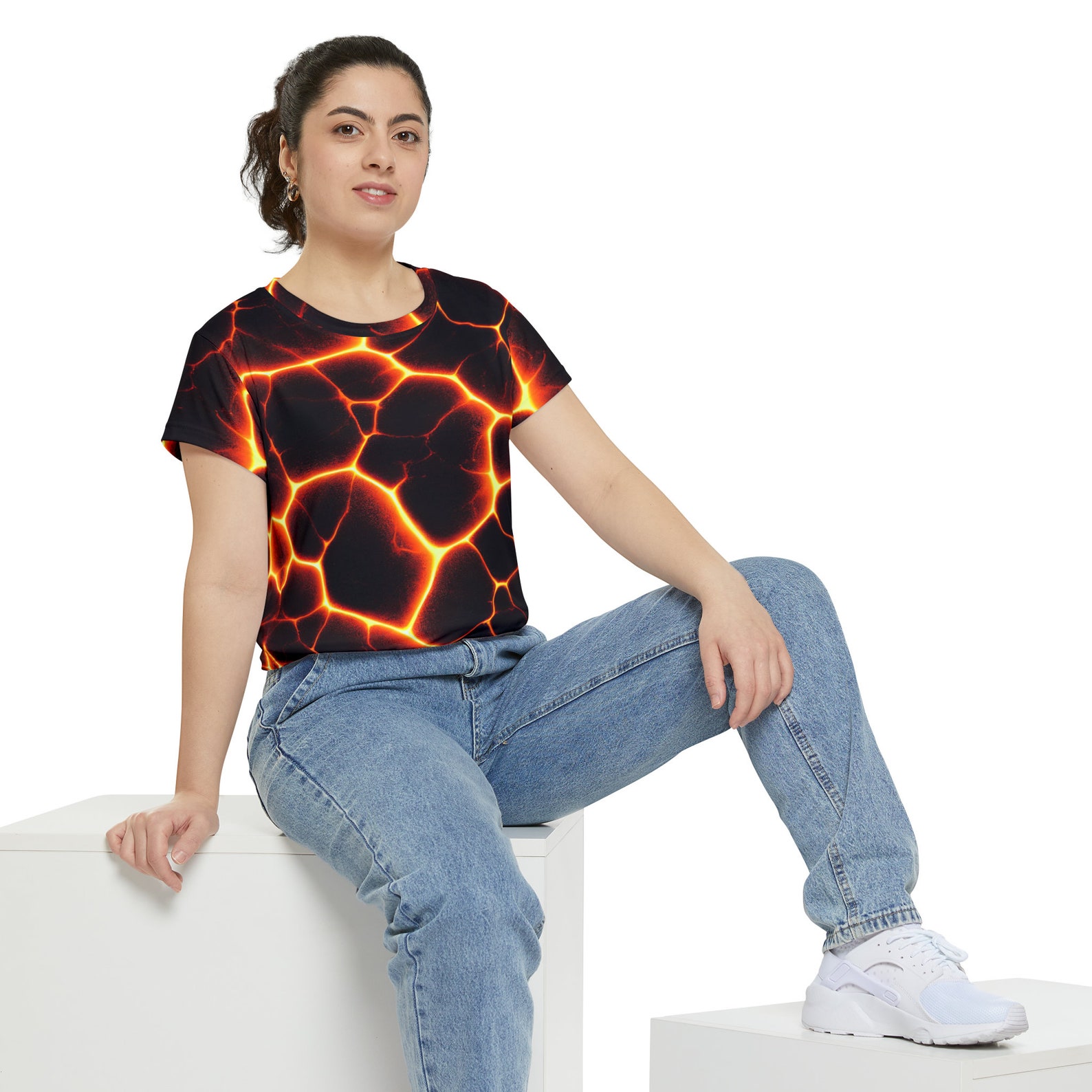 Lava Rock Pattern T-shirt - Earth Fire Element Shirt - Cracked Molten ...