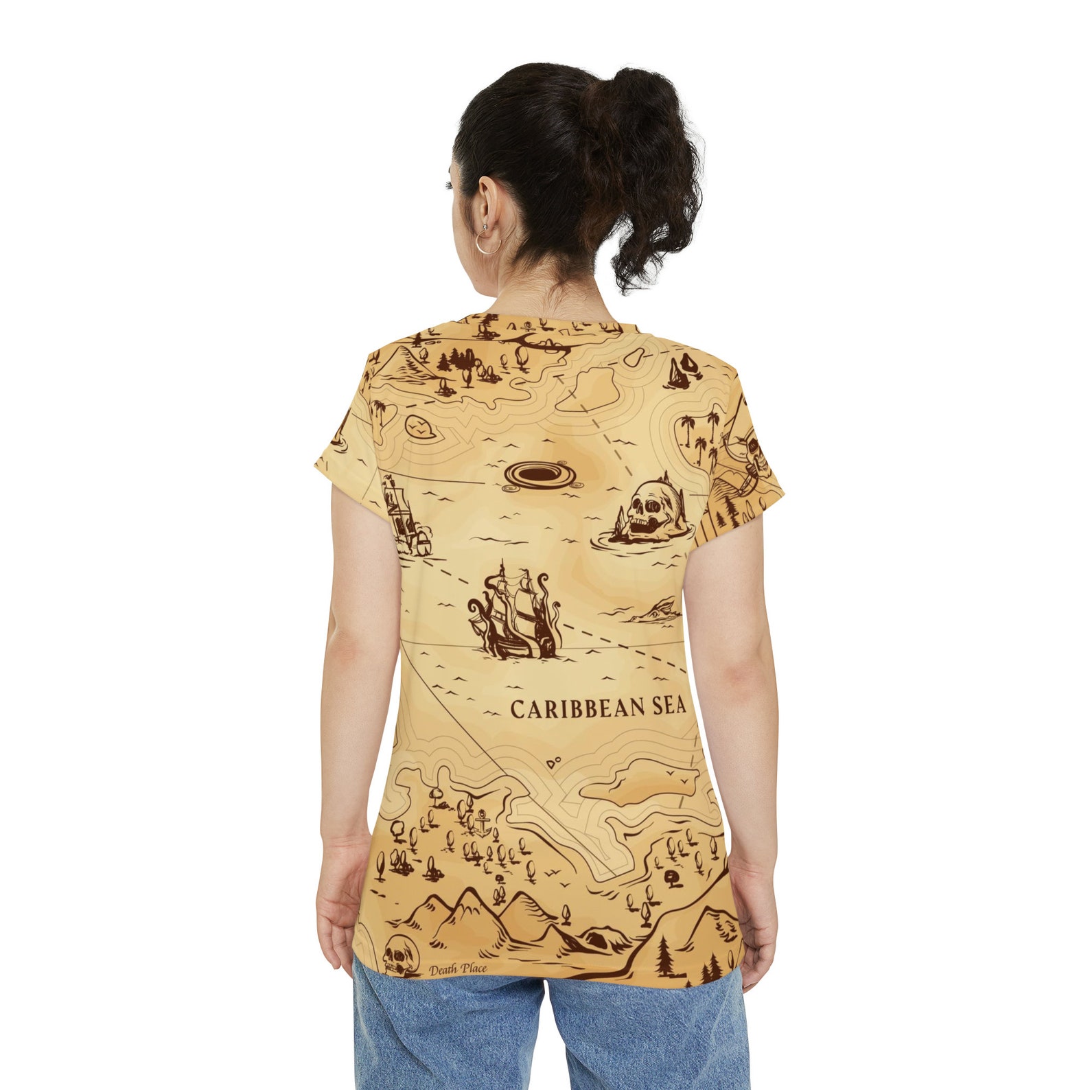 Treasure Map Print Graphic T Shirt - Pirate Ship Adventure Unisex ...