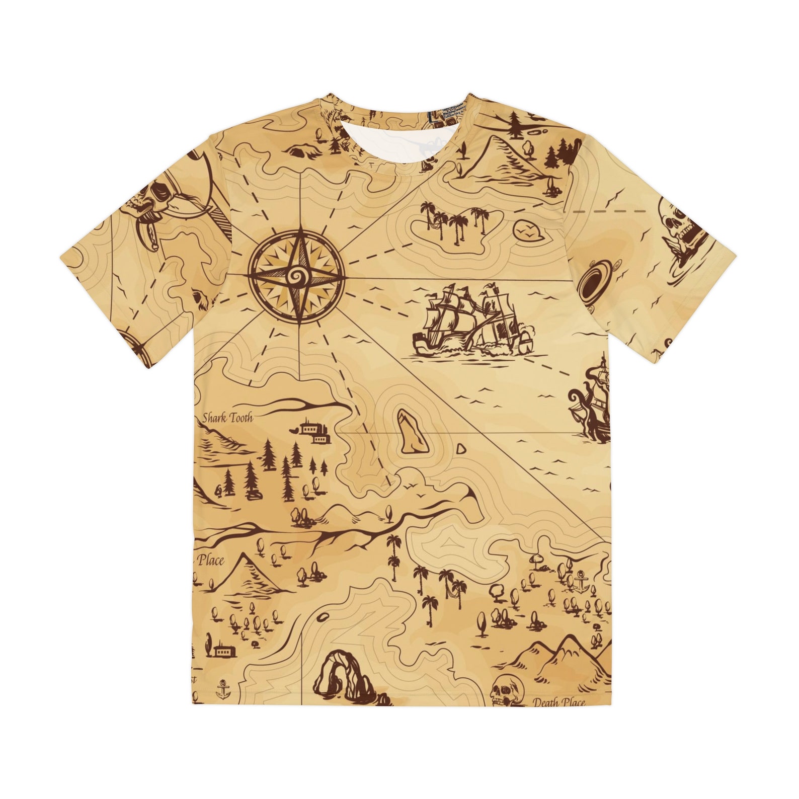 Treasure Map Print Graphic T Shirt Pirate Ship Adventure Unisex Tshirt ...