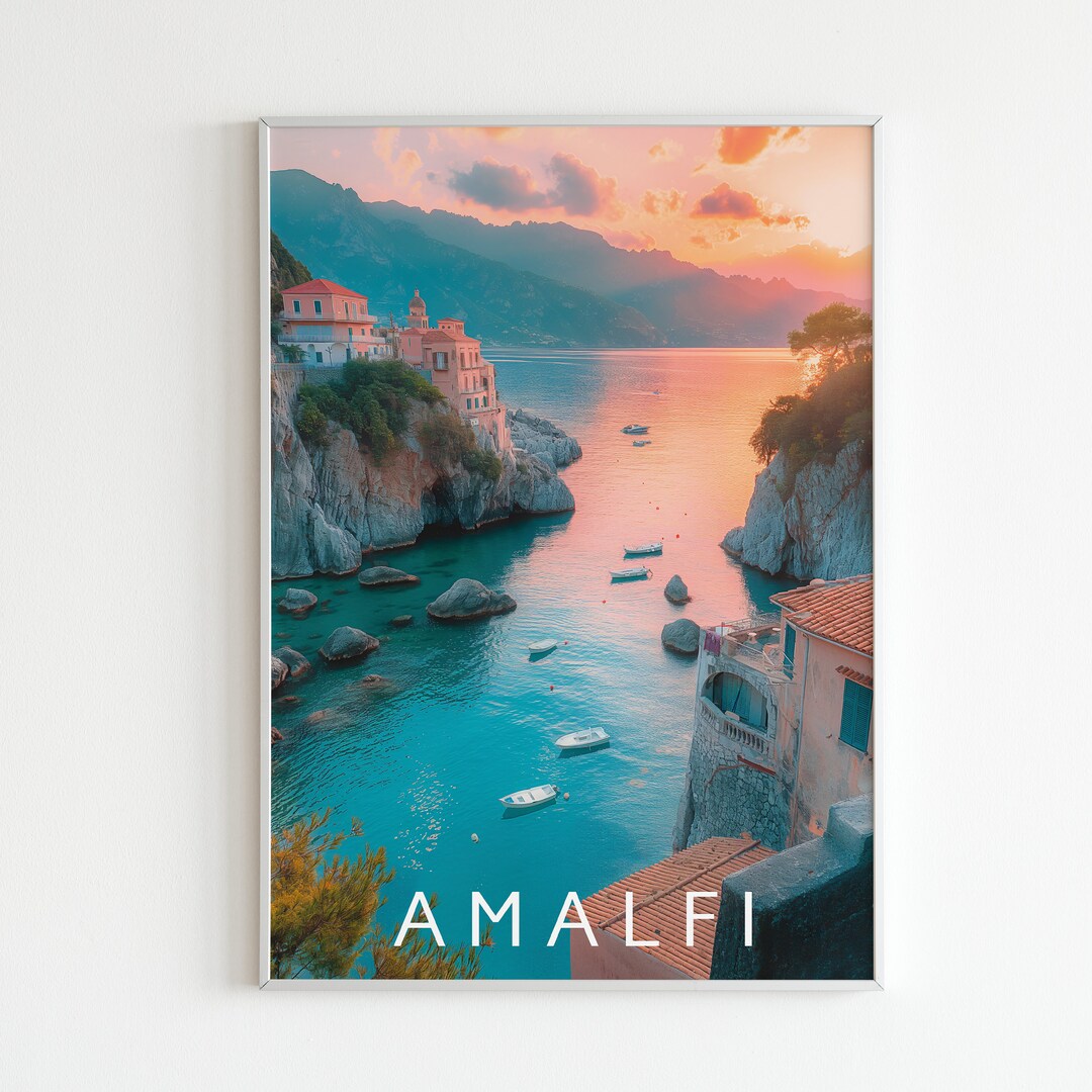 Wall Art Amalfi Printable Italy Digital Print Amalfi Coast Travel Poster Mediterranean Wall ...