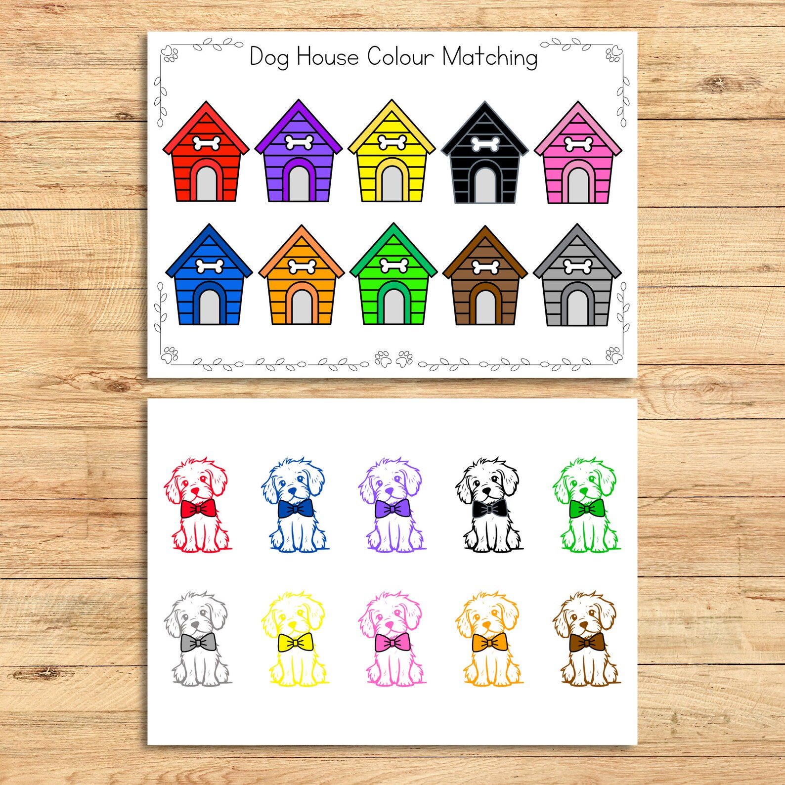 Dog House Colour Matching, Colour Matching Activity, Colour File Folder ...