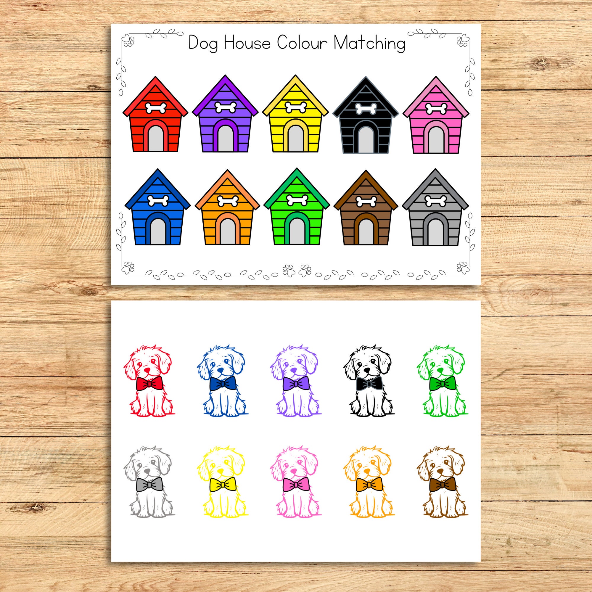 Dog House Colour Matching, Colour Matching Activity, Colour File Folder ...