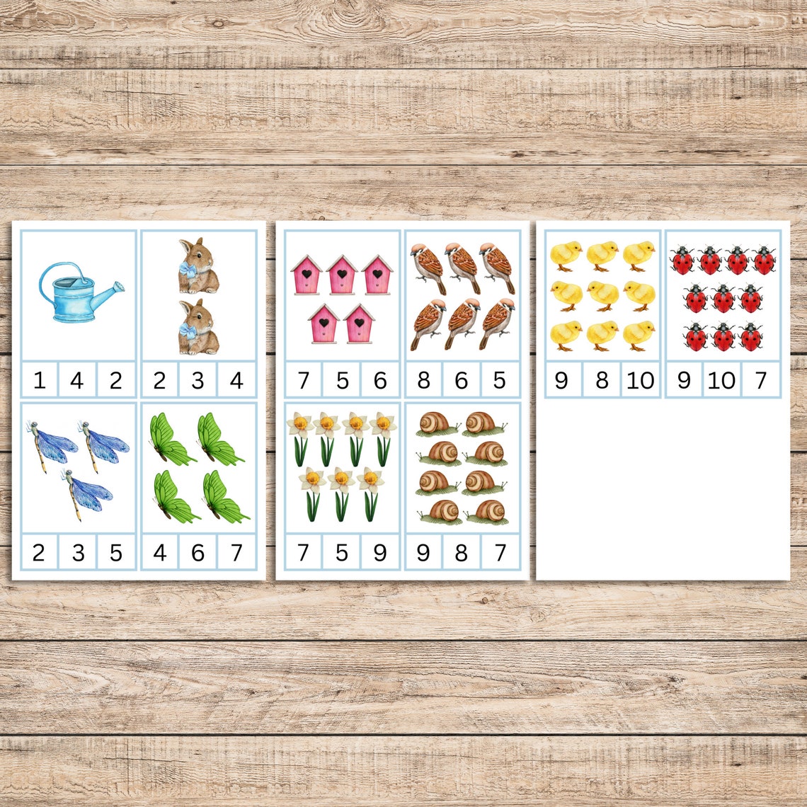 Spring Count and Clip Cards, Counting 1-10, Math Activity, Counting ...