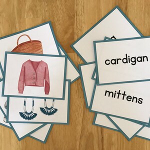 Clothing Matching Cards, Montessori Cards, Clothes Flashcards ...