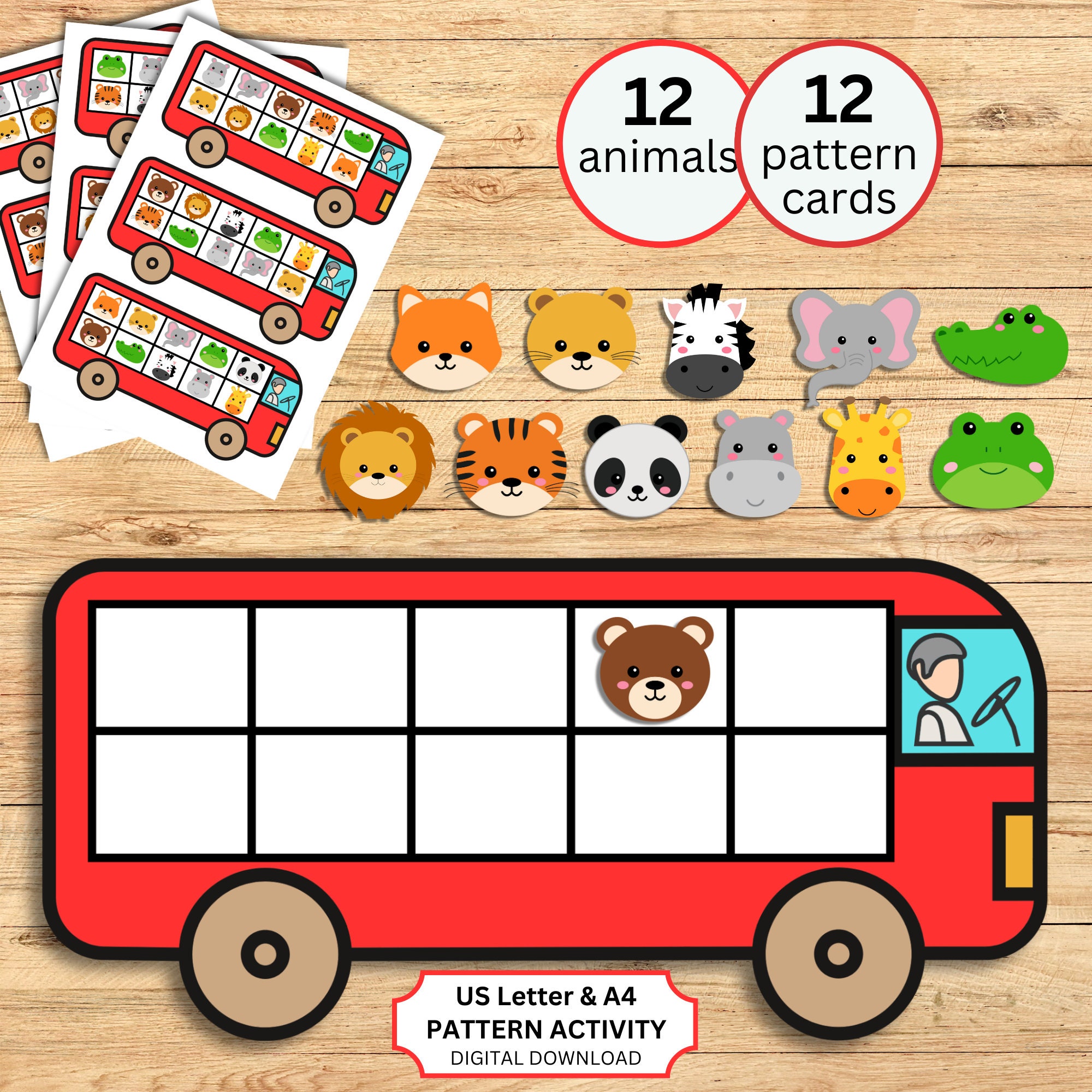 Animal Pattern Activity, Animal Matching Activity, Animal Pattern Game ...