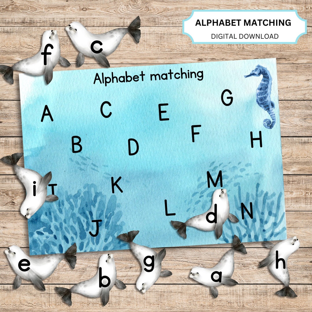 Ocean Alphabet Matching Game: Uppercase & Lowercase Seals (PDF Download ...
