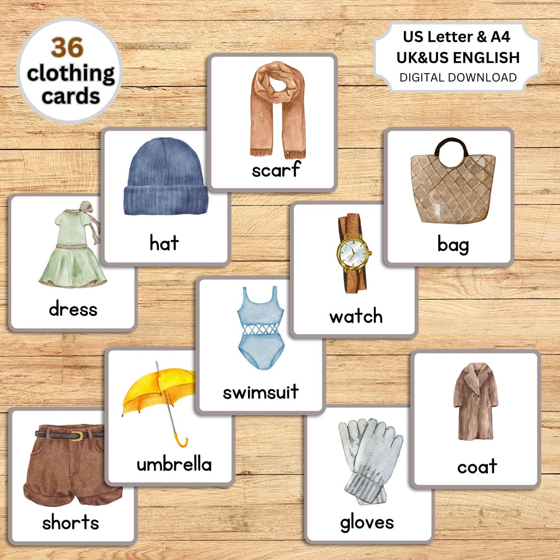 Clothing Flashcards, Clothes&accessories Flashcards, Clothes Vocabulary ...