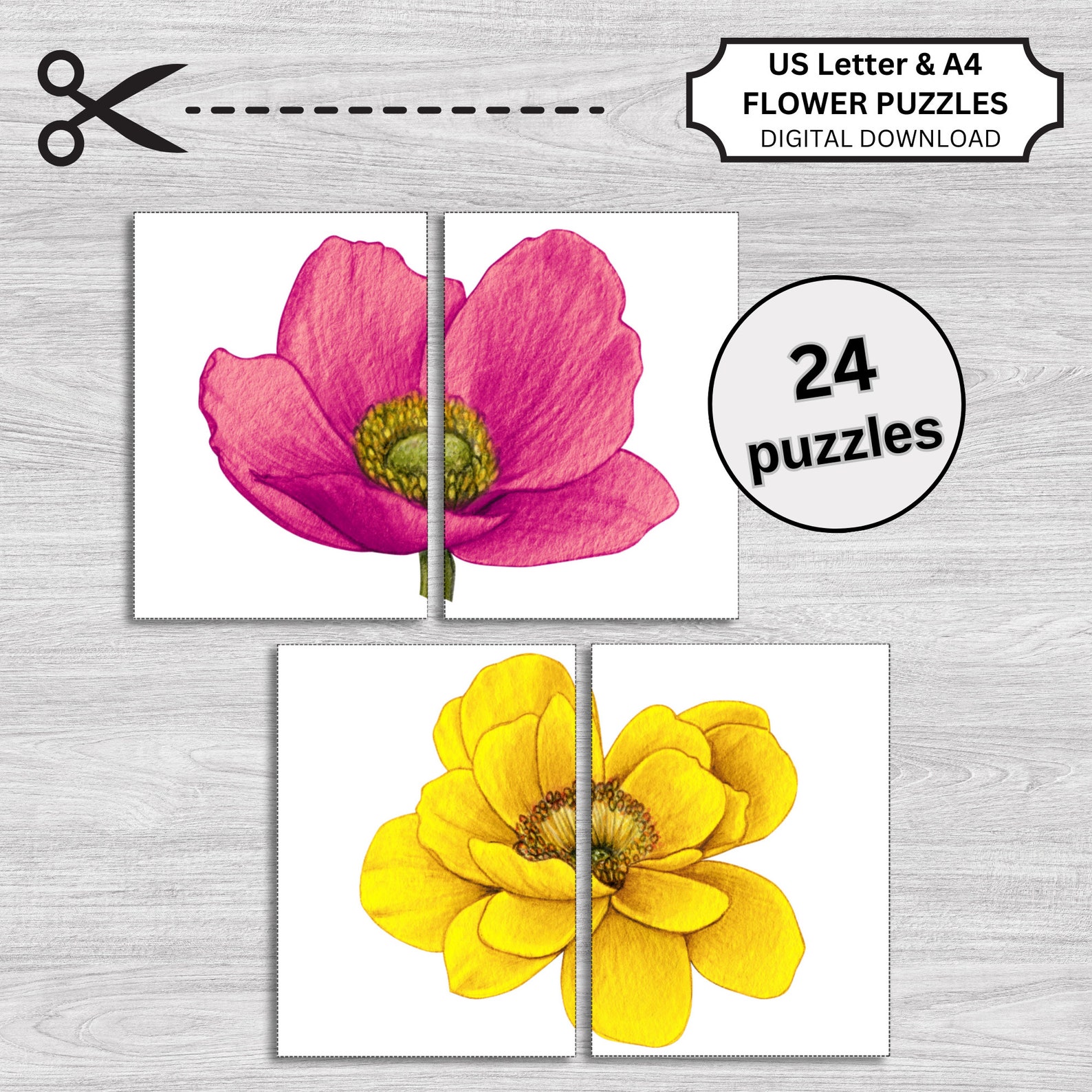 Spring Flower Activity, Flower Puzzles, Flower Symmetry Puzzles, Flower ...
