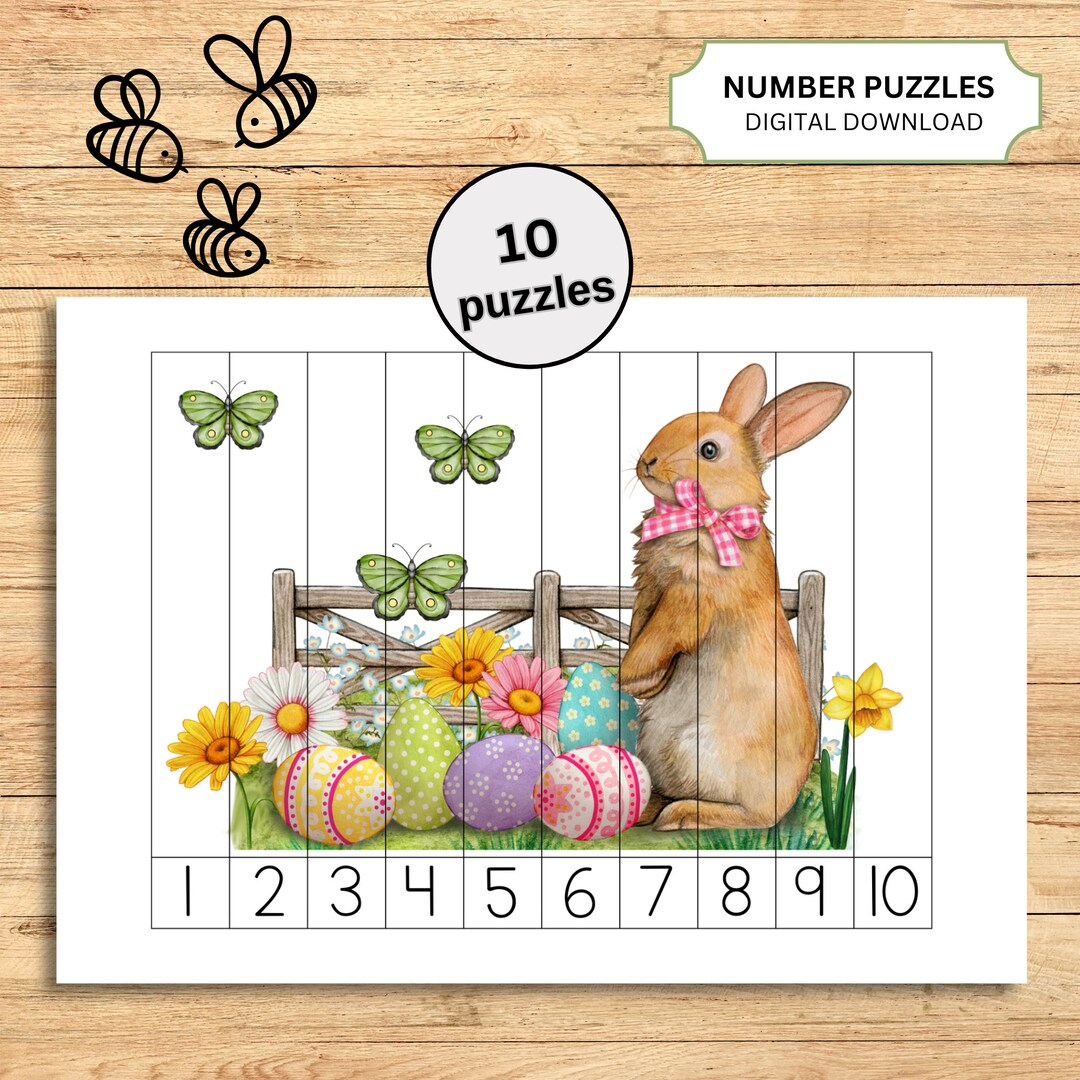 Spring Number Puzzles, Easter Number Puzzles, Counting 1-10, Spring ...