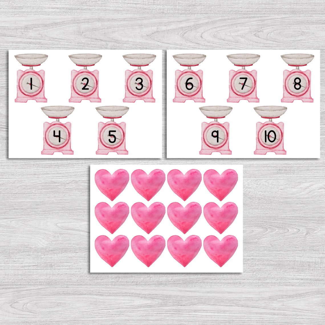 Valentine's Day Counting 1-10, Counting 1-10, Math Printables, Scales ...