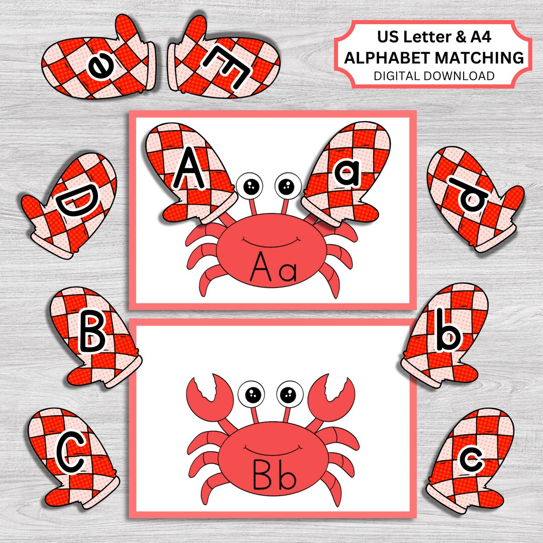 Crab Alphabet Matching Game: Uppercase & Lowercase Letters (digital ...