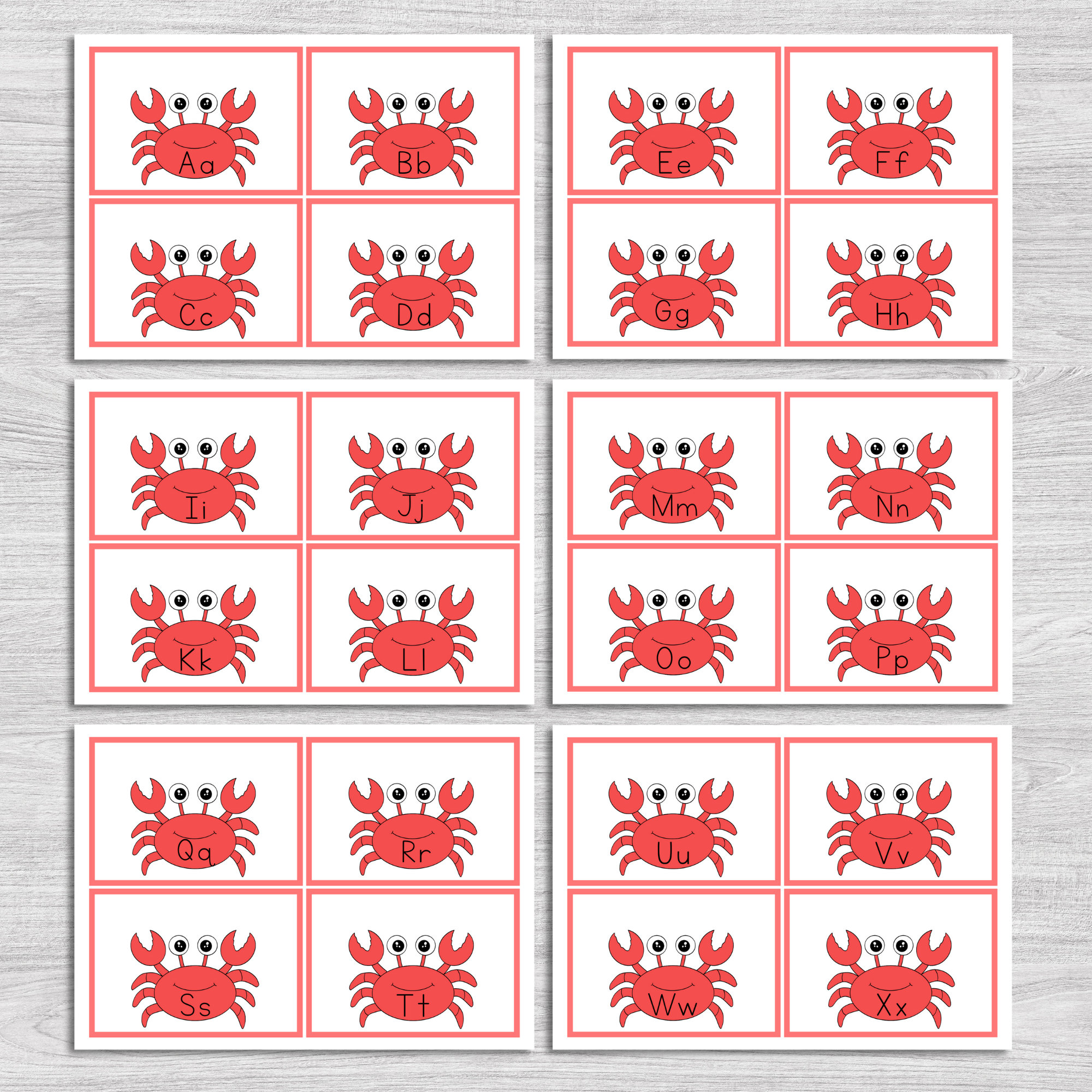Crab Alphabet Matching Game: Uppercase & Lowercase Letters (digital ...
