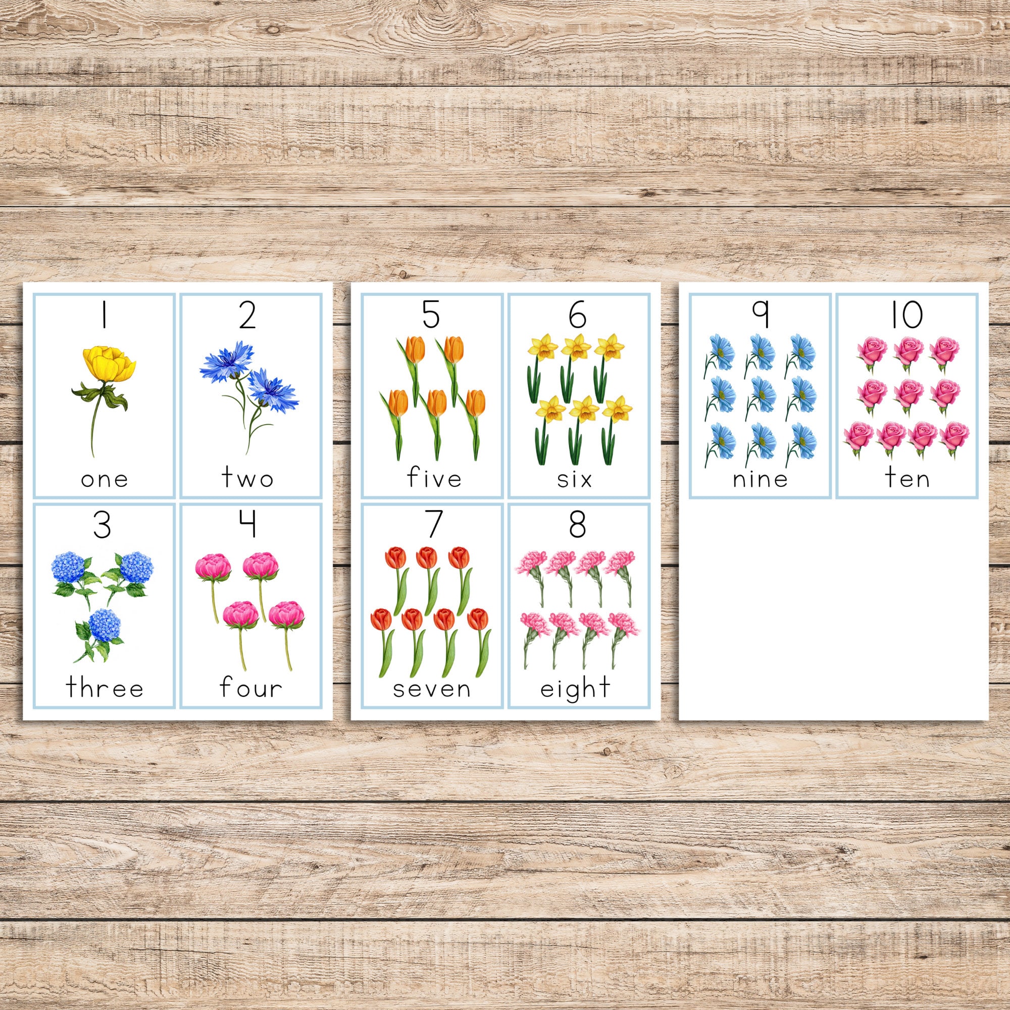 Flower Number Flashcards, Spring Number Flashcards, Counting 1-10 ...